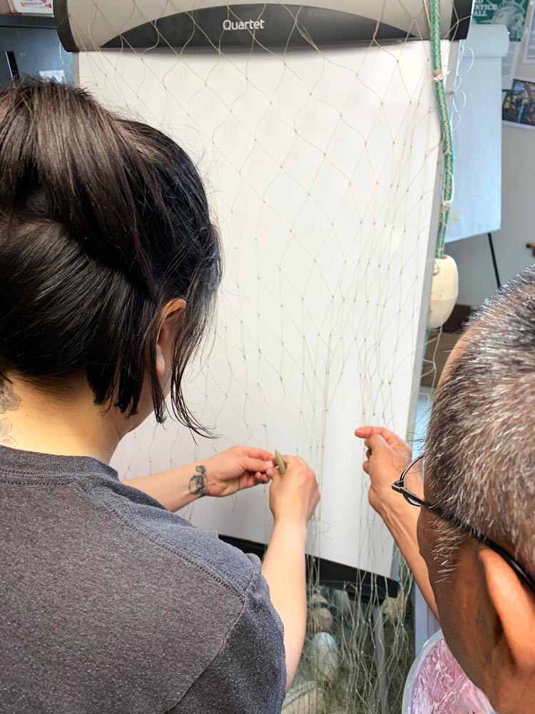 Alaska Sea Grant: crew-class-manokotak-net-mending-gabe-dunham